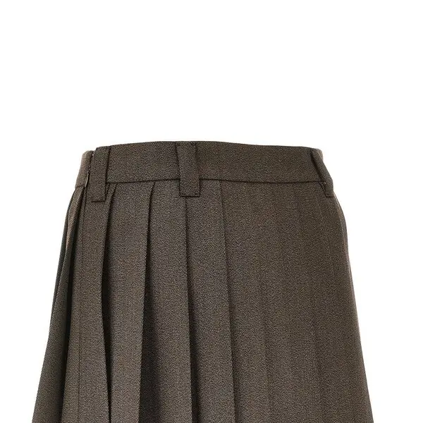 Miu Miu Pleated Wool Mini Skirt - Brown