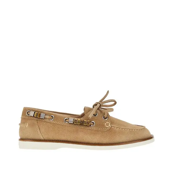 Pinko Suede Leather Boat Shoes - Beige