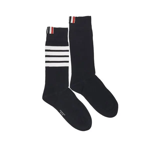 Thom Browne Mid-calf Cotton Socks With 4 Bar Inlay