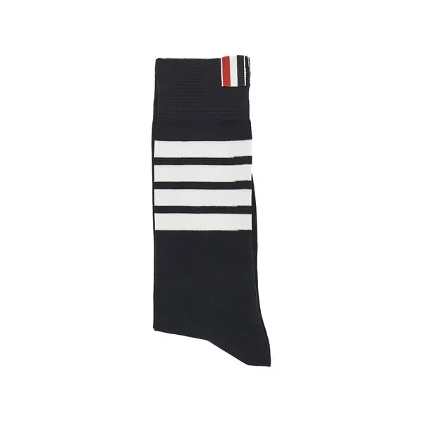 Thom Browne Mid-calf Cotton Socks With 4 Bar Inlay