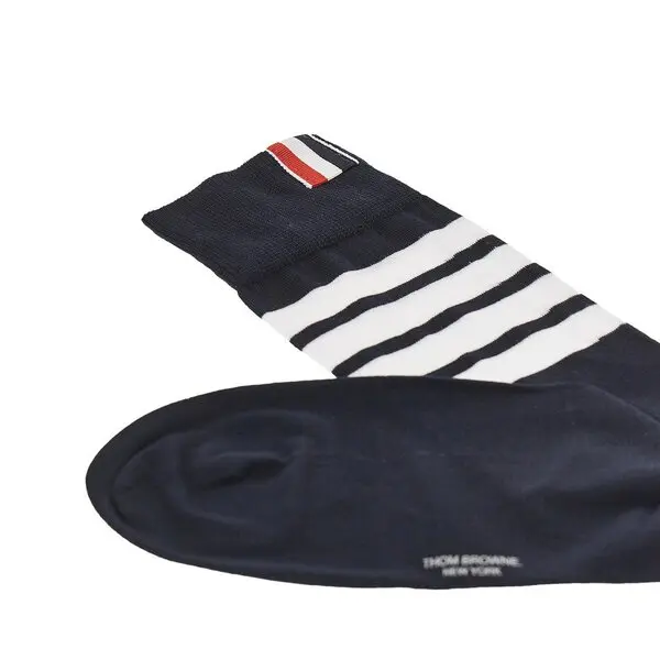 Thom Browne Mid-calf Cotton Socks With 4 Bar Inlay