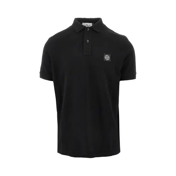 Stone Island Tretch Piquet Polo Hirt - Black