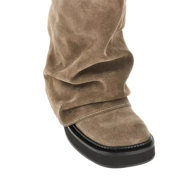 Attico Robin Suede Leather Combat Boots - Grey