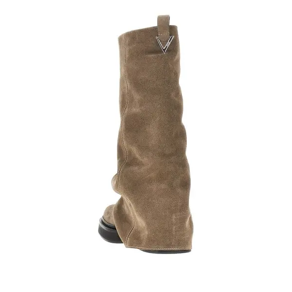 Attico Robin Suede Leather Combat Boots - Grey