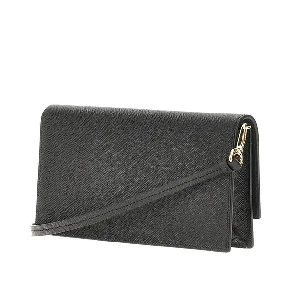 Prada Saffiano Leather Clutch With Enameled Triangle Logo