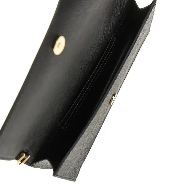 Prada Saffiano Leather Clutch With Enameled Triangle Logo