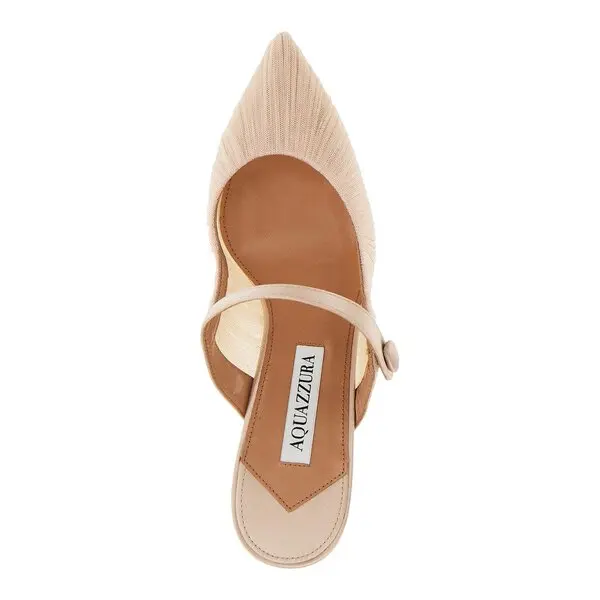 AQUAZZURA Voile Tulle Mules With Decorative Button Detail - Pink