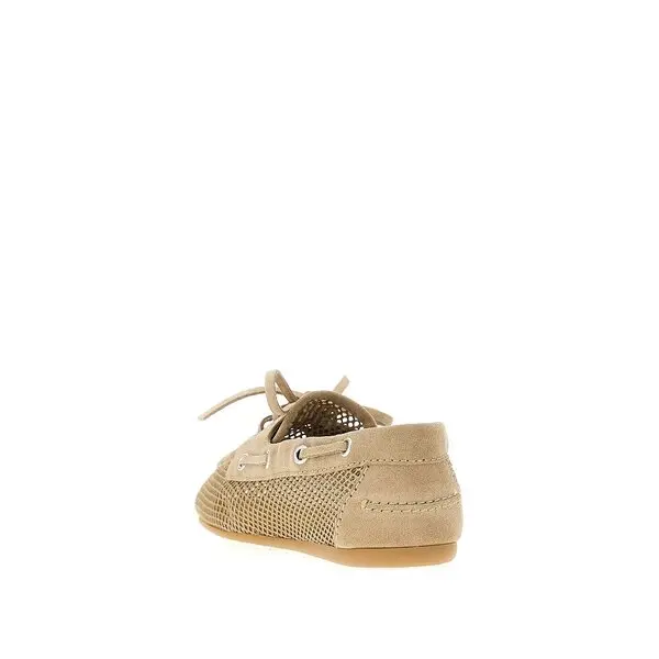 Miu Miu Suede Leather And Mesh Deck Shoes