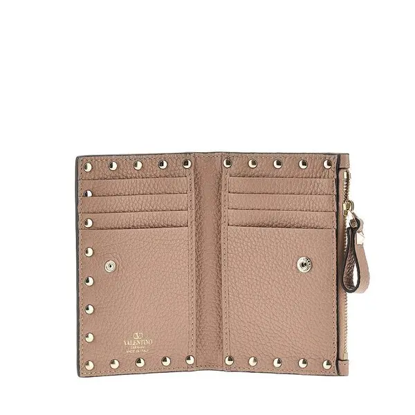 Valentino Garavani Leather 'rockstud' Bi-fold Carholder - Pink