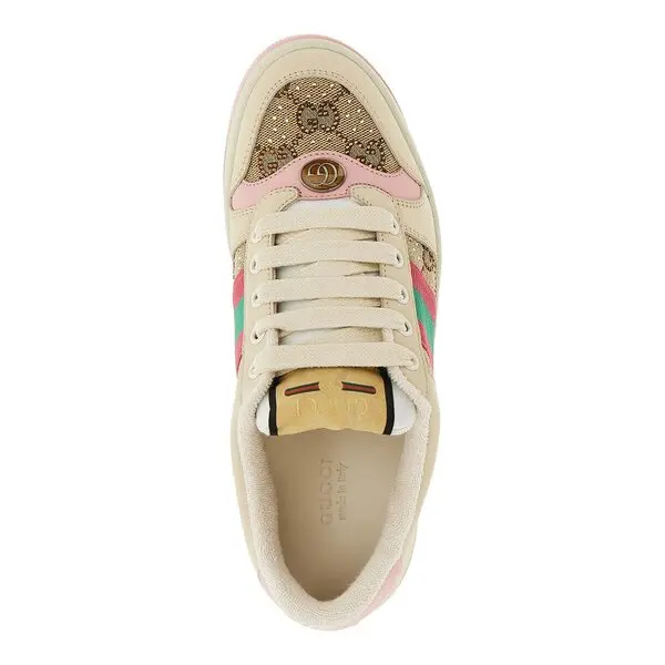 Gucci Gg Crystal Embellished Sneakers - Beige
