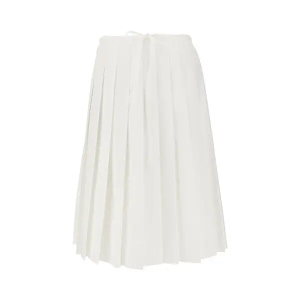 Prada Pleated Poplin Midi Skirt - White