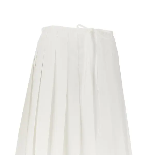 Prada Pleated Poplin Midi Skirt - White