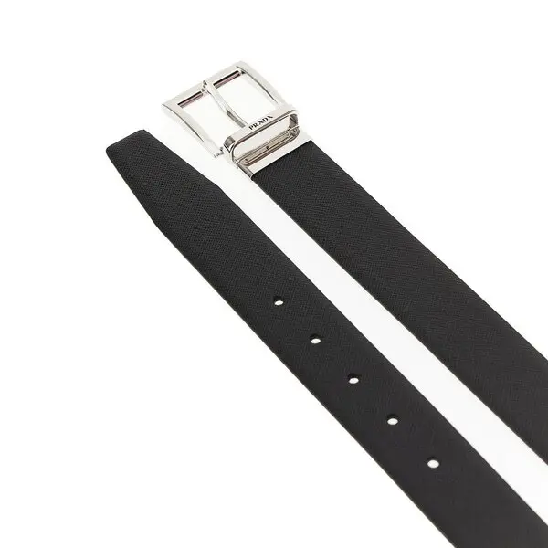 Prada Saffiano Leather Reversible Belt - Black