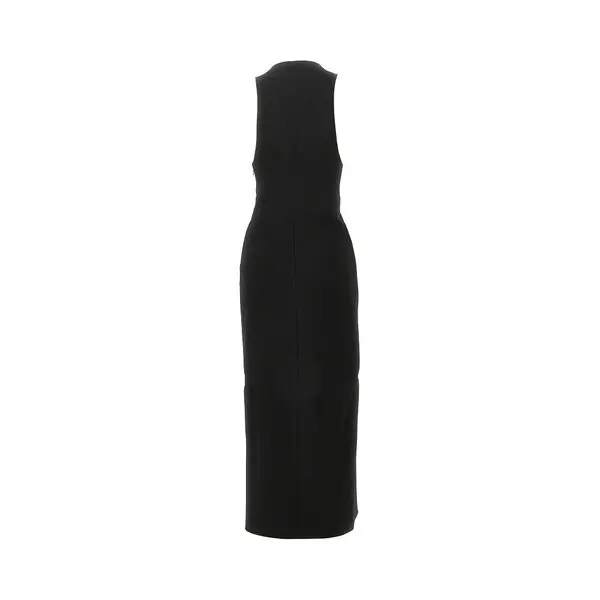 Attico Sleeveless Jersey Midi Wrap Dress With Logo Detail
