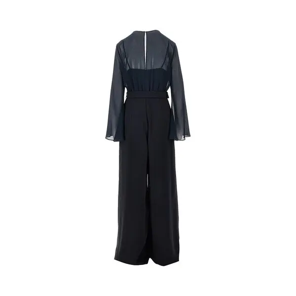 P.a.r.o.s.h Belted Cady And Chiffon Jumpsuit