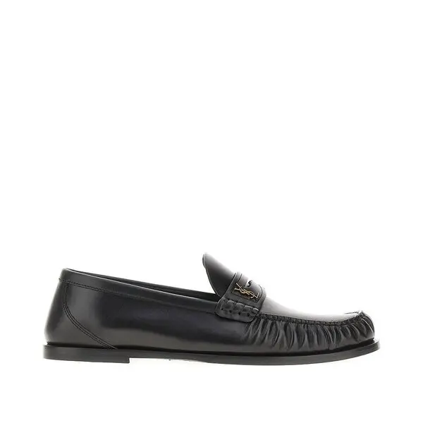 Saint Laurent Moc Toe Loafers With Cassandre Logo