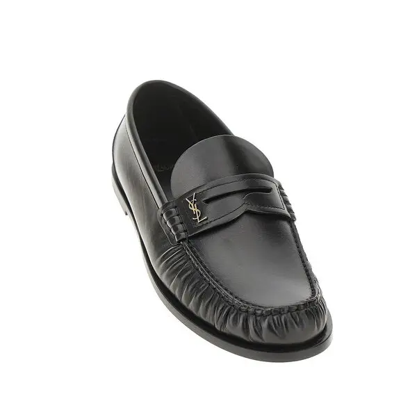 Saint Laurent Moc Toe Loafers With Cassandre Logo