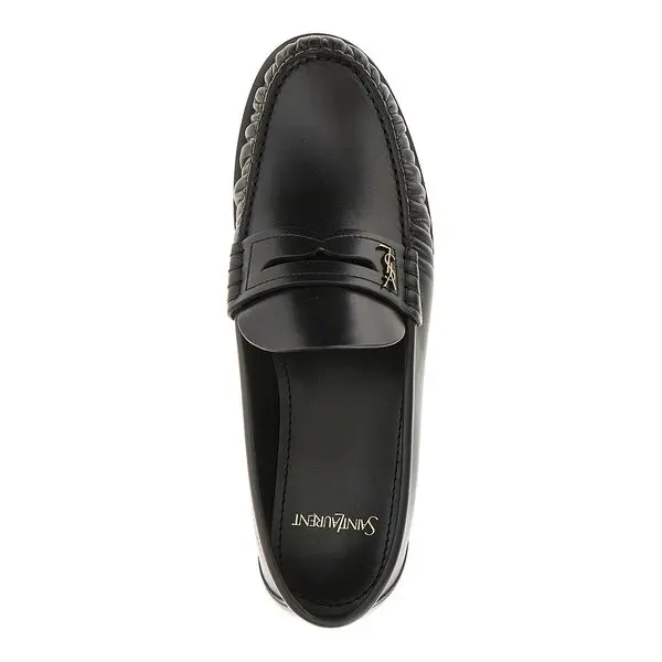 Saint Laurent Moc Toe Loafers With Cassandre Logo