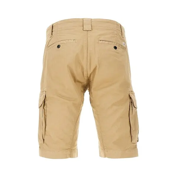 C.P. COMPANY Stretch Sateen Cargo Shorts With Lens Detail - Beige