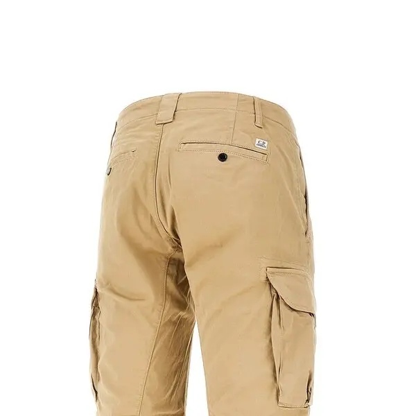 C.P. COMPANY Stretch Sateen Cargo Shorts With Lens Detail - Beige