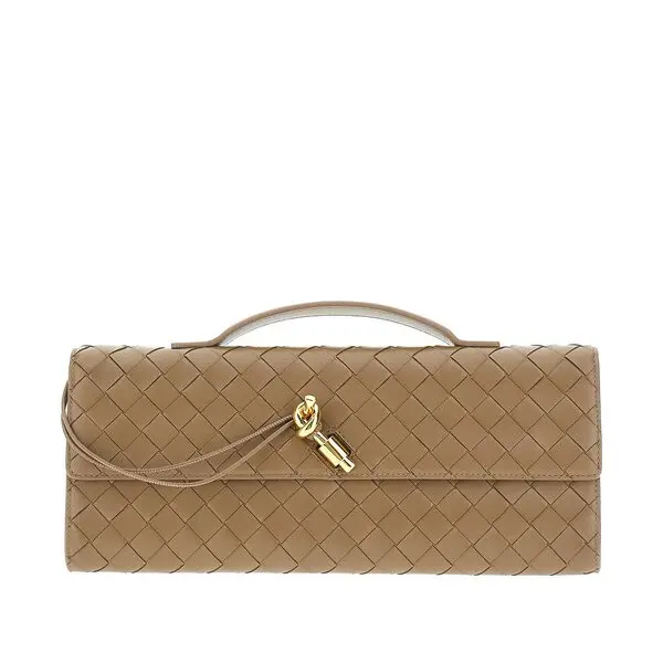 Bottega Veneta Andiamo Nappa Leather Clutch - Beige