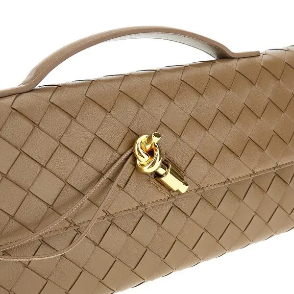 Bottega Veneta Andiamo Nappa Leather Clutch - Beige