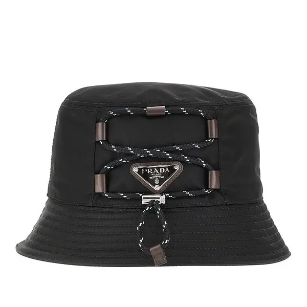 Prada Re-nylon Bucket Hat With Drawstring - Black