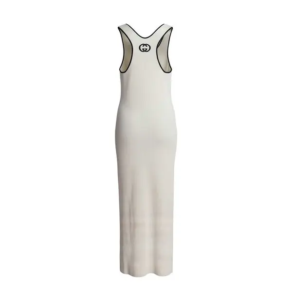 Gucci Sleeveless Ribbed Knit Midi Dress With Interlocking Gg Motif