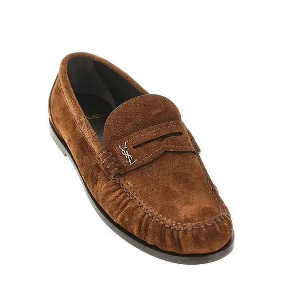 Saint Laurent Suede Loafers With Cassandre Logo