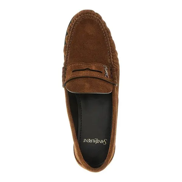 Saint Laurent Suede Loafers With Cassandre Logo