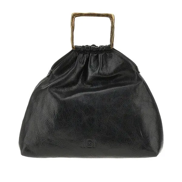 AUTENTICA 504 Delia' Grained Leather Pouch With Hammered Handles