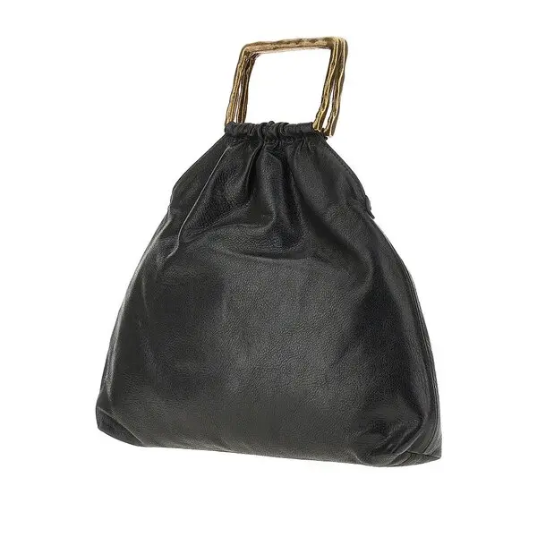 AUTENTICA 504 Delia' Grained Leather Pouch With Hammered Handles