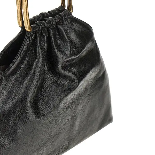 AUTENTICA 504 Delia' Grained Leather Pouch With Hammered Handles