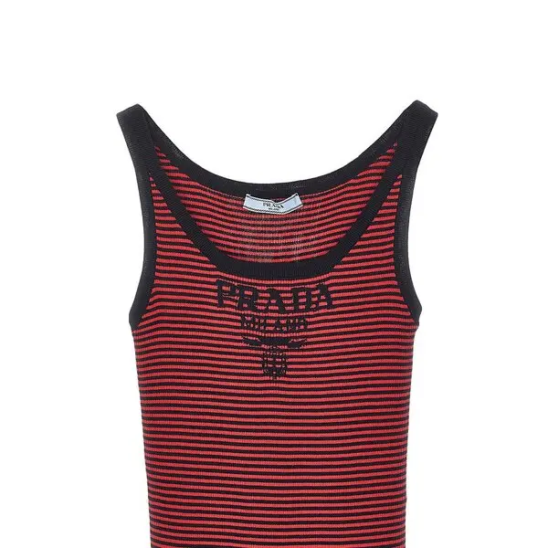 Prada Ribbed Silk Jersey Tank Top