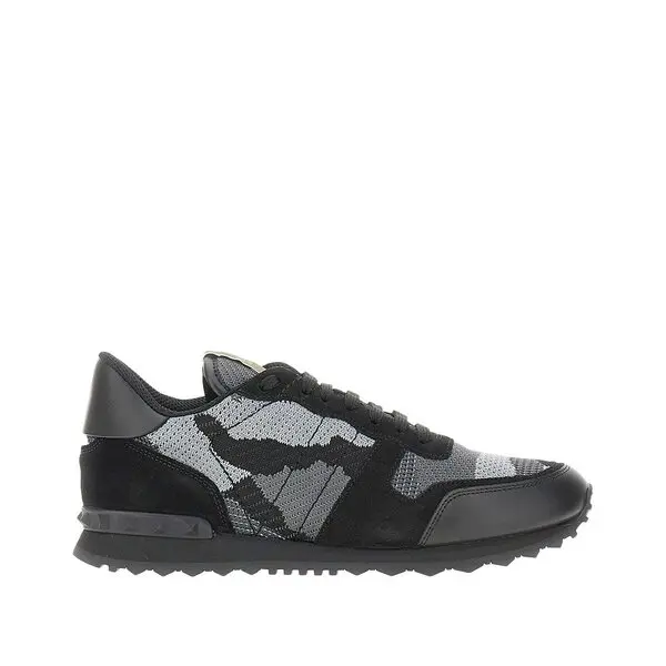 Valentino Garavani Rockrunner Camouflage Technical Knit Sneakers - Black