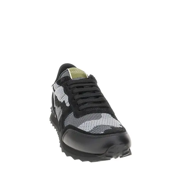 Valentino Garavani Rockrunner Camouflage Technical Knit Sneakers - Black