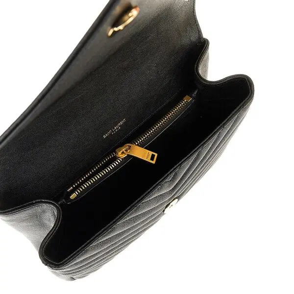 Saint Laurent Quilted Leather 'college' Bag - Black