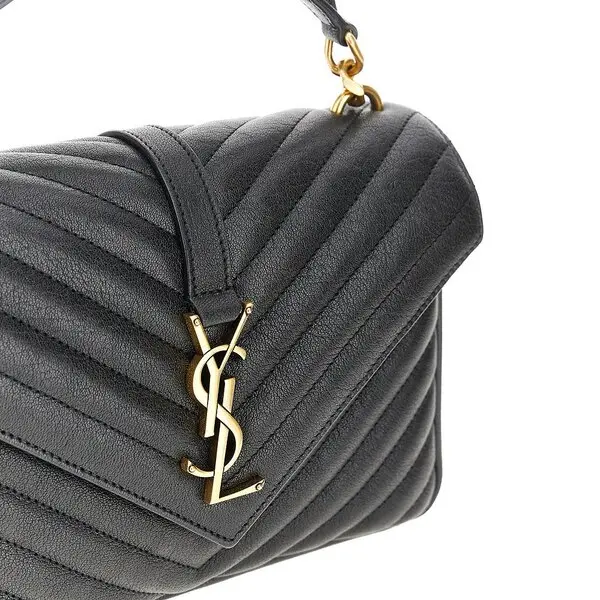 Saint Laurent Quilted Leather 'college' Bag - Black