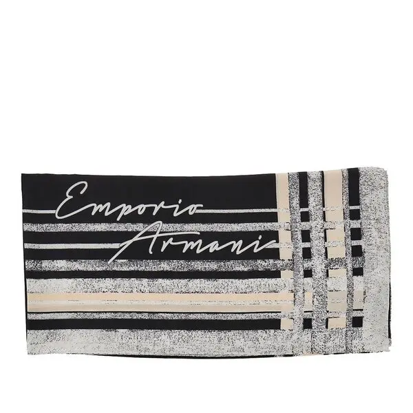 Emporio Armani Silk Scarf With Print - Black