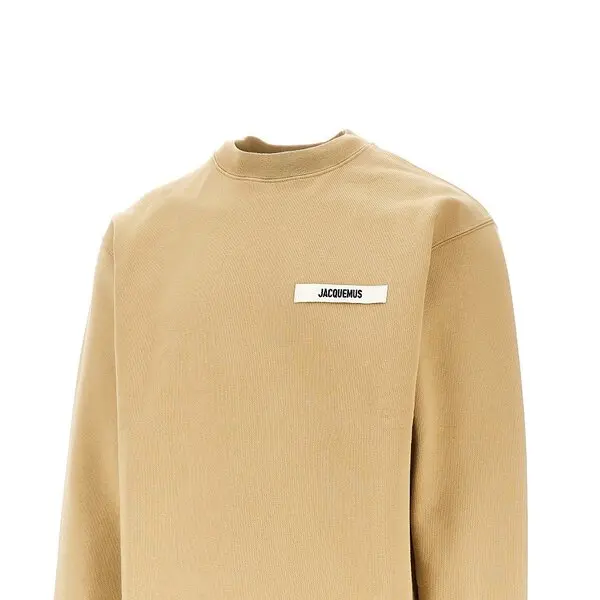 Jacquemus Fleece-back Cotton Jersey Crewneck Sweatshirt With Grosgrain Logo Label