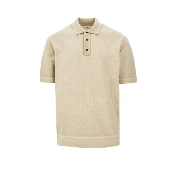 C.P. COMPANY Garent-dyed Cotton Polo Shirt An - Beige