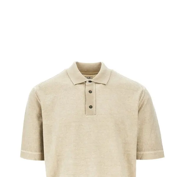 C.P. COMPANY Garent-dyed Cotton Polo Shirt An - Beige