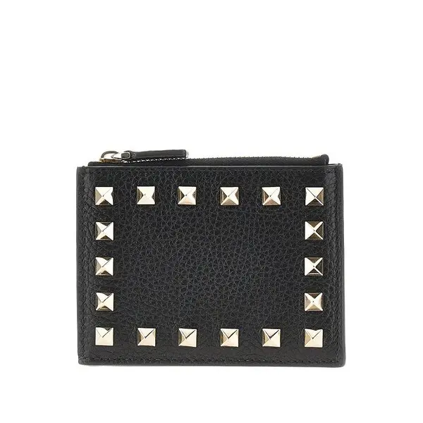 Valentino Garavani Rockstud' Grained Leather Coin Purse - Black