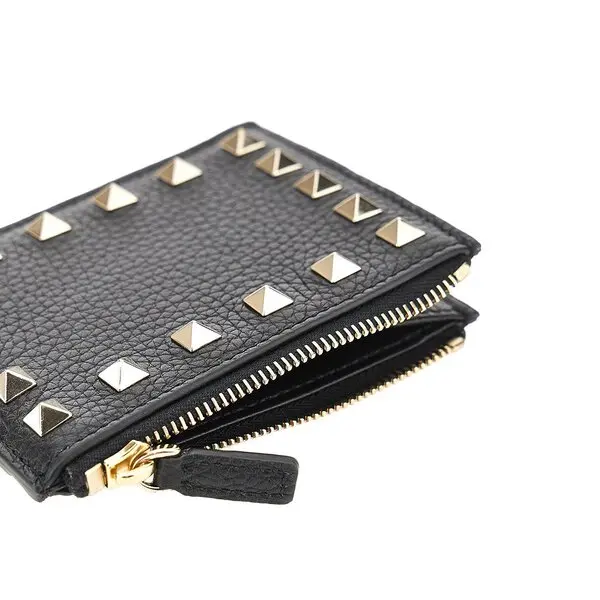 Valentino Garavani Rockstud' Grained Leather Coin Purse - Black