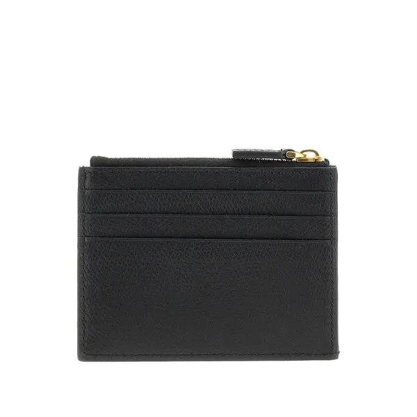 Valentino Garavani Vlogo Signature' Leather Cardholder - Black