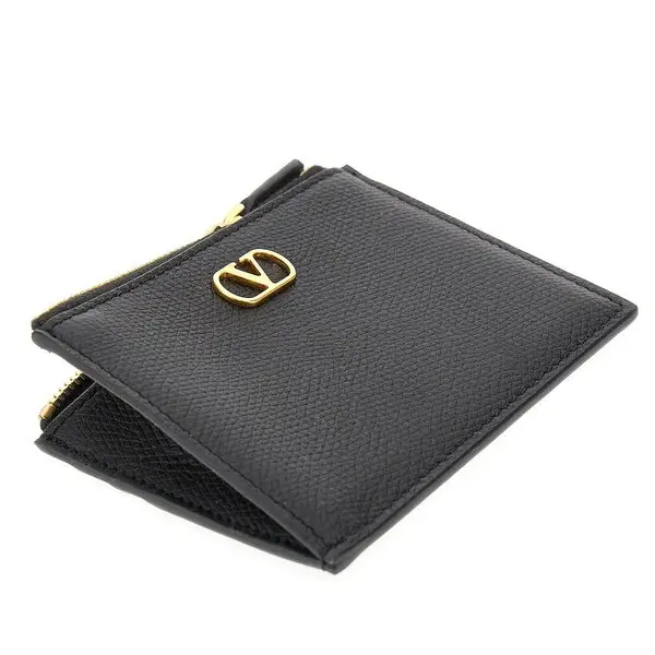 Valentino Garavani Vlogo Signature' Leather Cardholder - Black