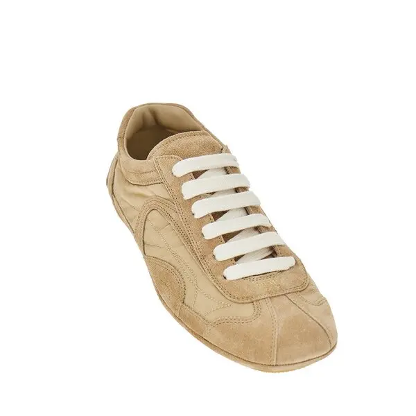 Prada Monte Carlo Re-edition 2005 Suede And Re-nylon Sneakers - Beige