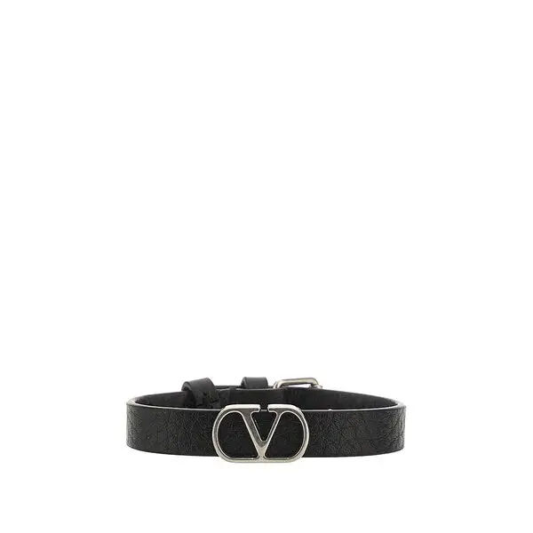 Valentino Garavani Vlogo Signature Leather Bracelet - Black