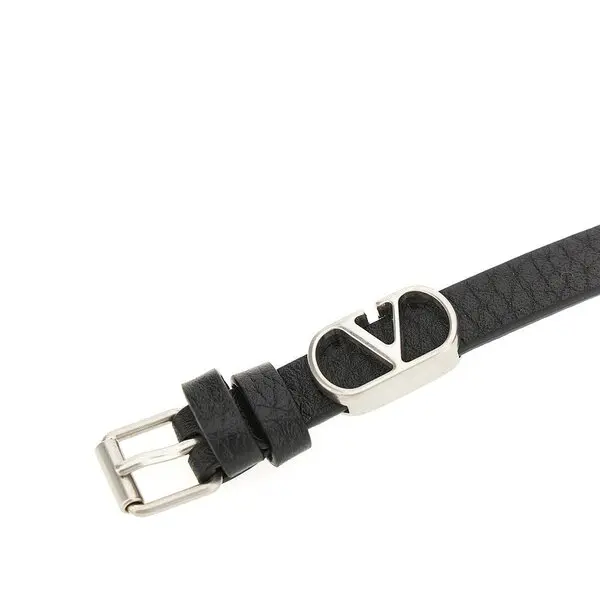 Valentino Garavani Vlogo Signature Leather Bracelet - Black