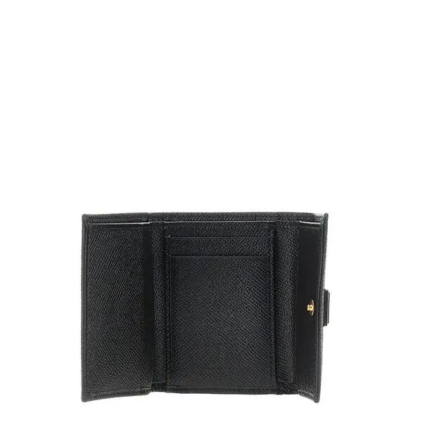 Dolce & Gabbana Dauphine Leather French Flap Wallet - Black